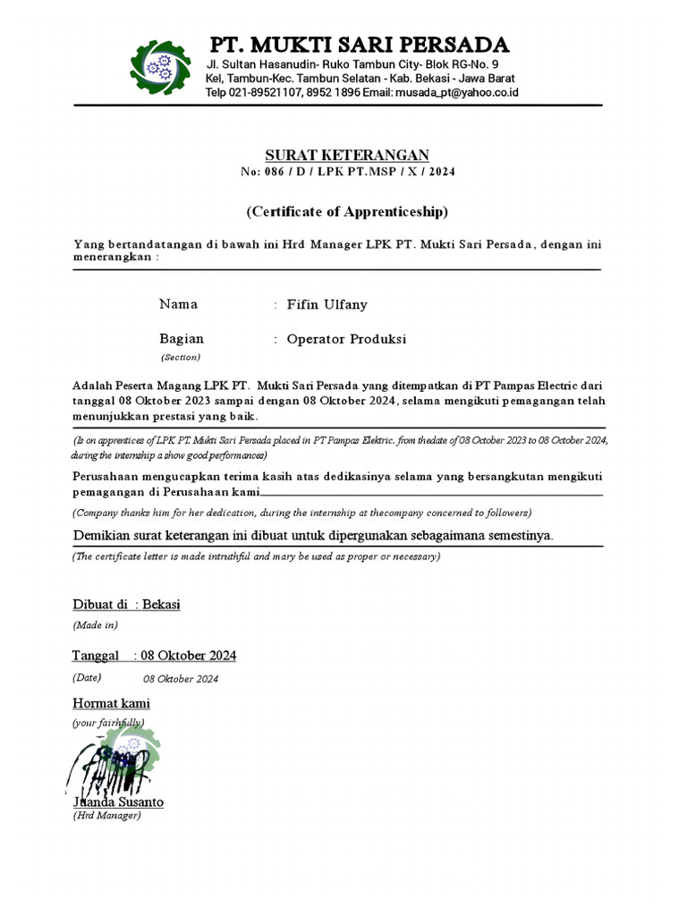 Paklaring Fifin | PDF