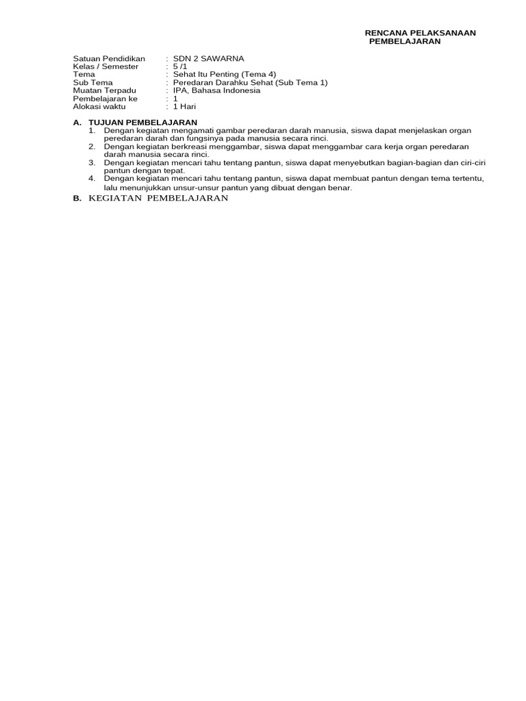 RPP TEMA 4 KELAS 5uu | PDF