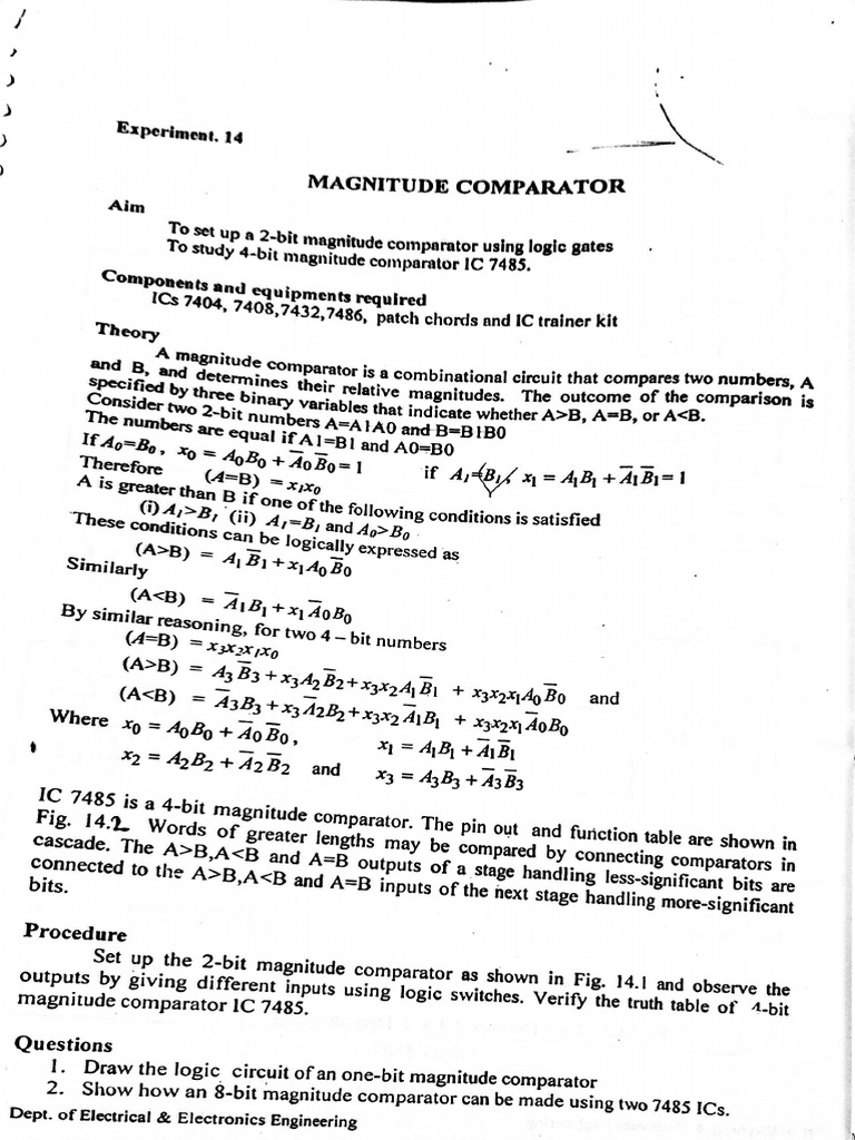 Two - Bit Magnitude Comparator | PDF