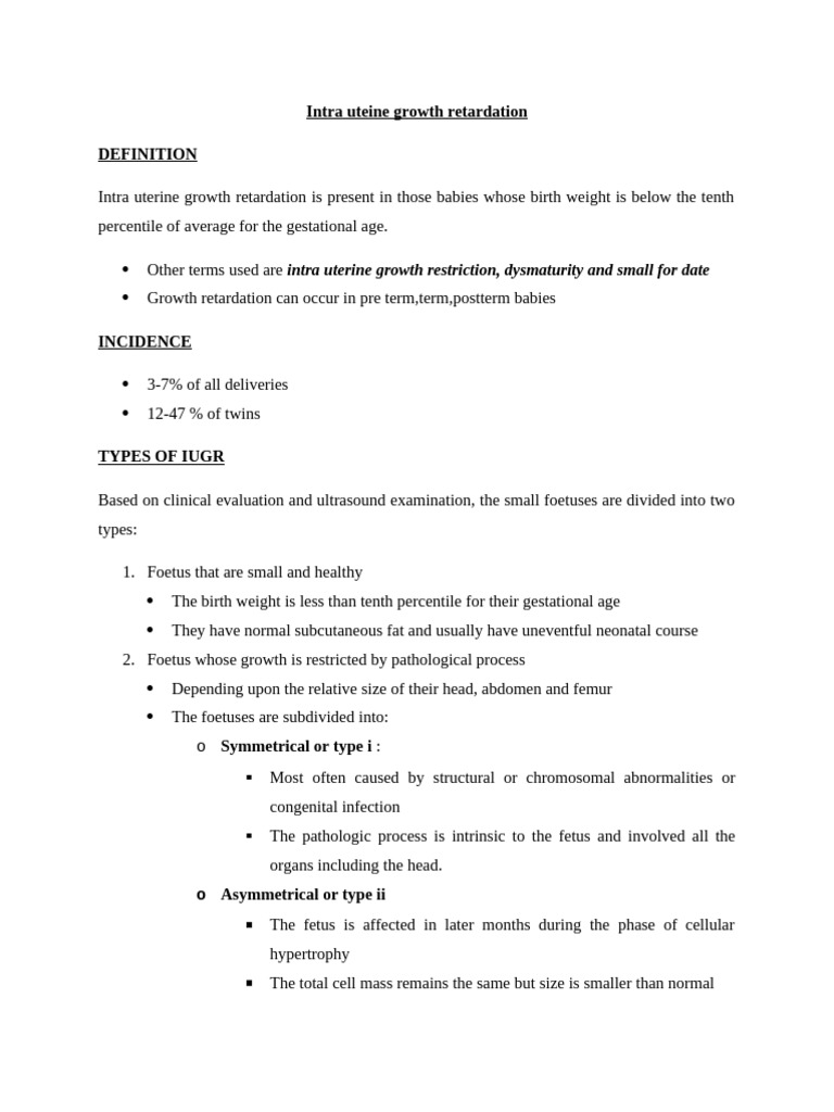 Understanding Intrauterine Growth Retardation | PDF | Fetus | Diseases ...