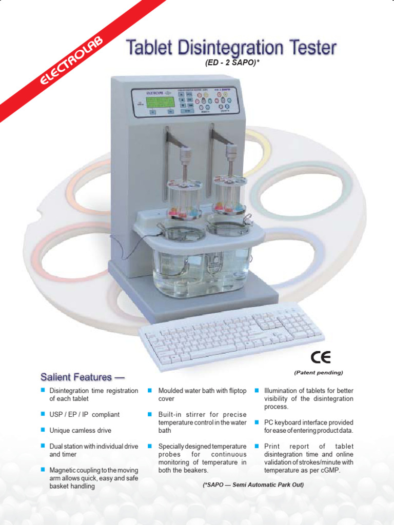 Electrolab - Disintegration Tester | PDF | Tablet (Pharmacy) | Office ...