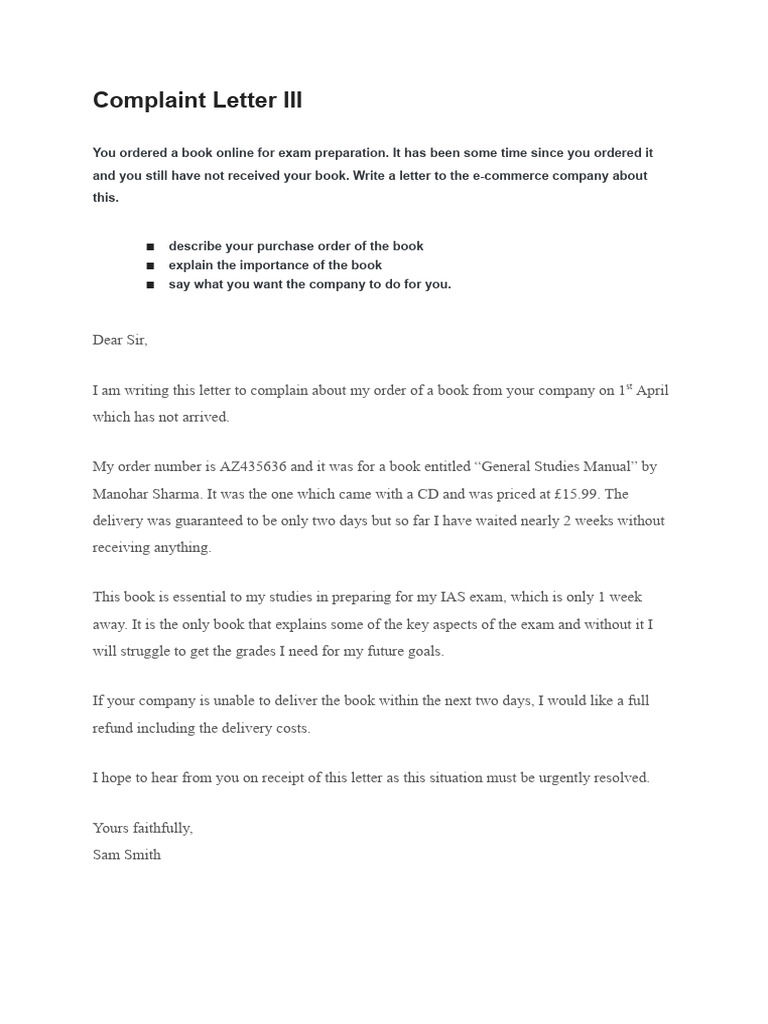 Complaint Letter III | PDF