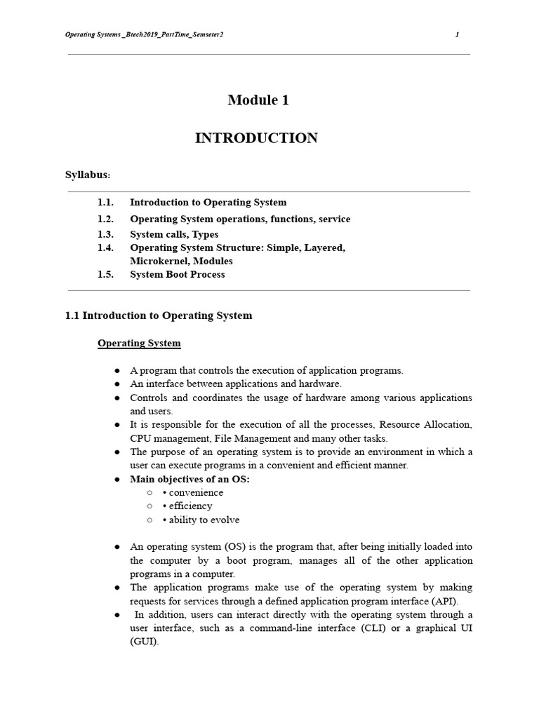OS - Module1 - Apsima IV | PDF | Operating System | Kernel (Operating System)