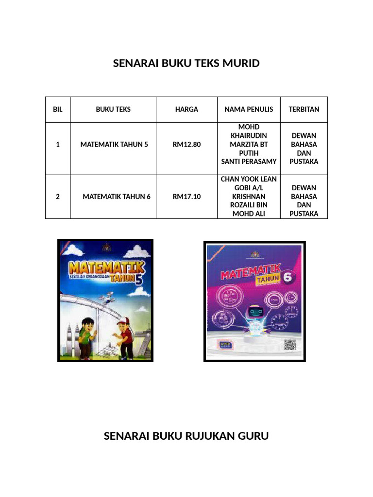 Senarai Buku Teks Murid | PDF