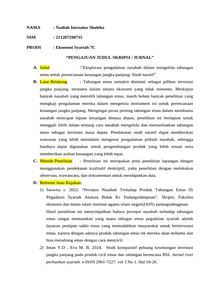 Pengajuan Judul | PDF