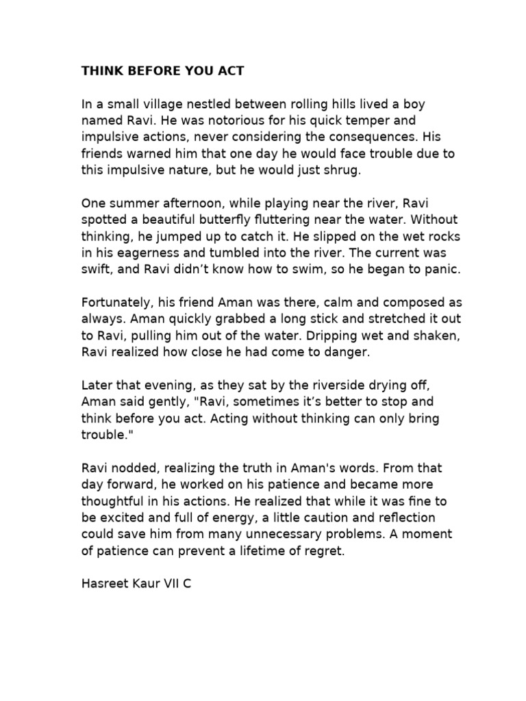 Think Before You Act | PDF