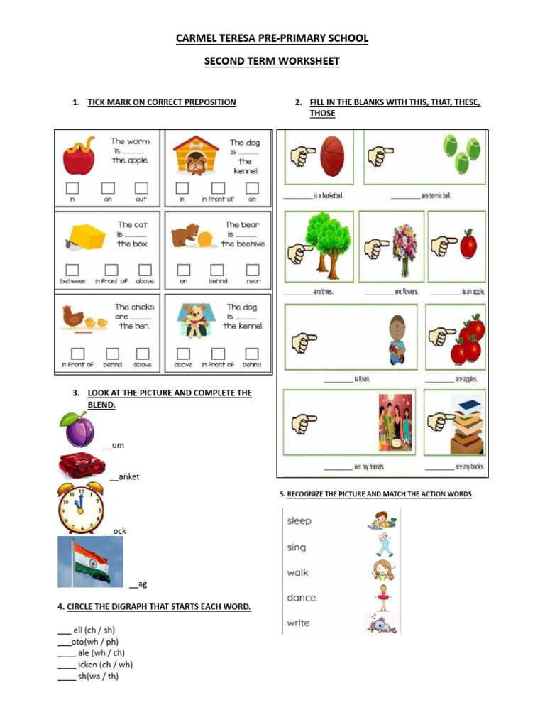 Ukg Term Ii Worksheet-2 | PDF
