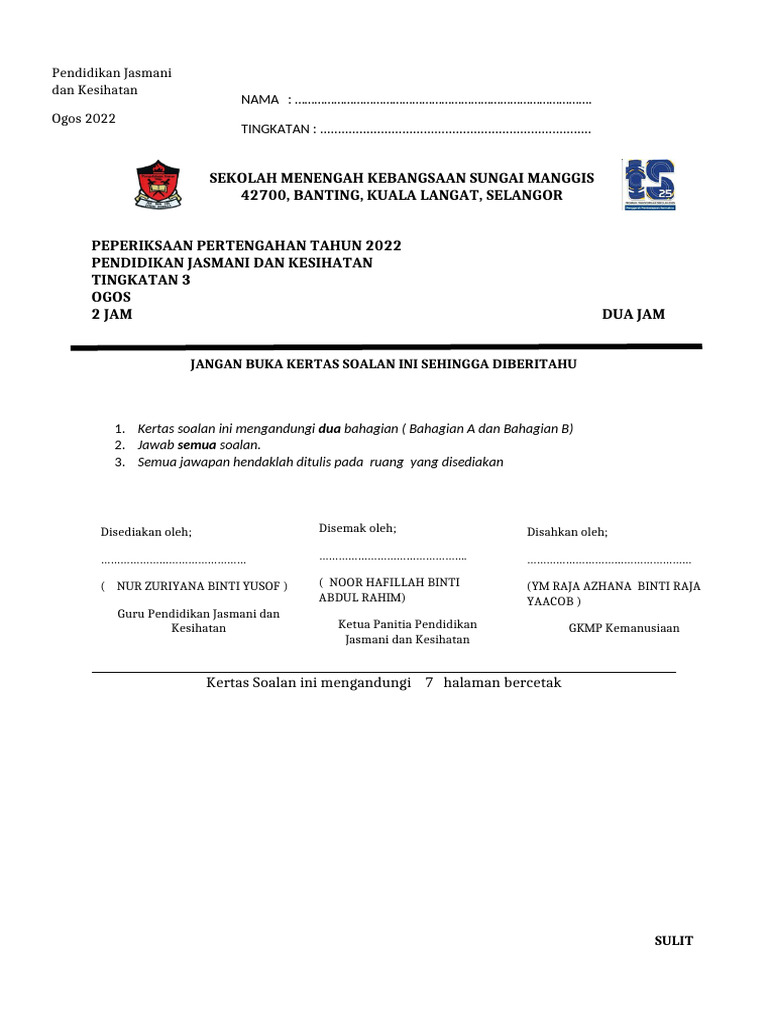 Cover Soalan PPT 2022 | PDF