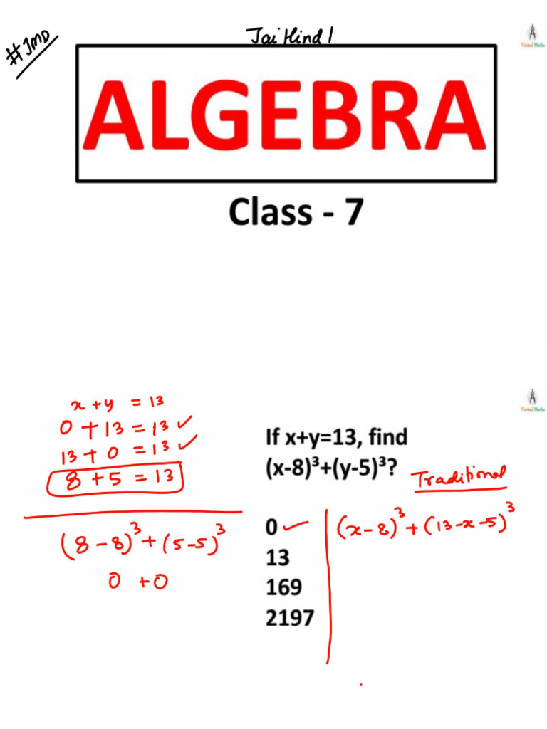 (ALGEBRA) Class-7 (20 Feb 11.30am) (QPDF) - by - Drago | PDF