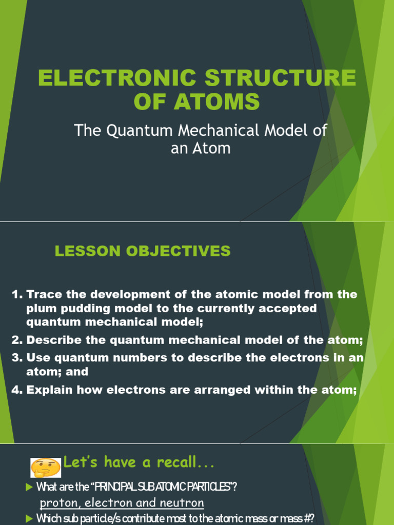 Lesson 2 Electronic Structure of Atoms | PDF | Atomic Orbital | Atoms