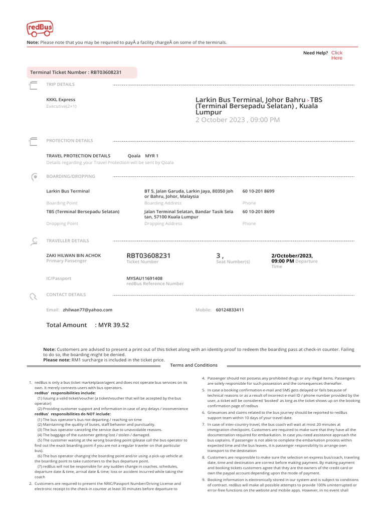 Tiket Tbs Kul | PDF | Bus | Transport