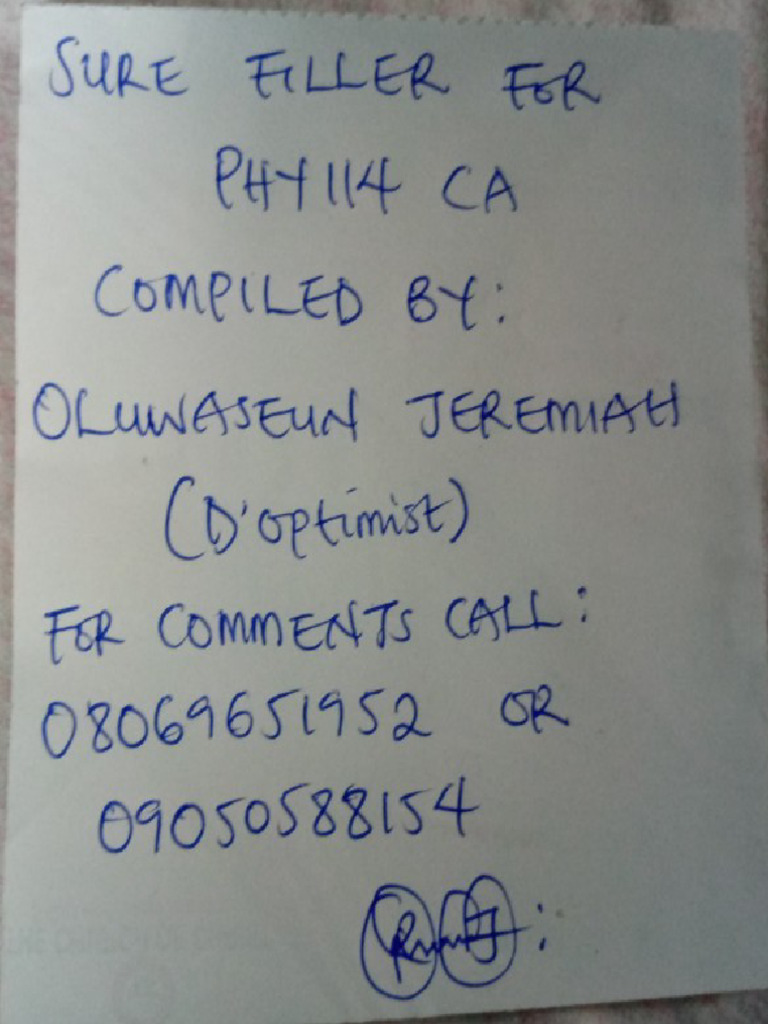 Phy 114 CA Filler | PDF