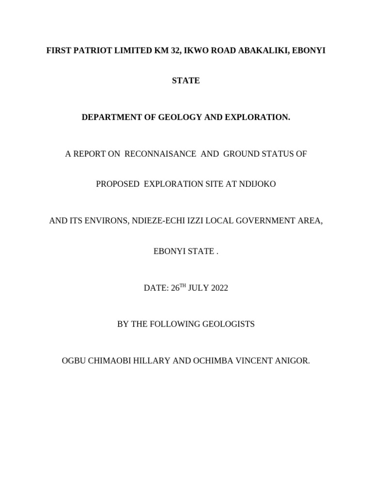 First Patriot Limited Reports11 | PDF | Ore | Geology