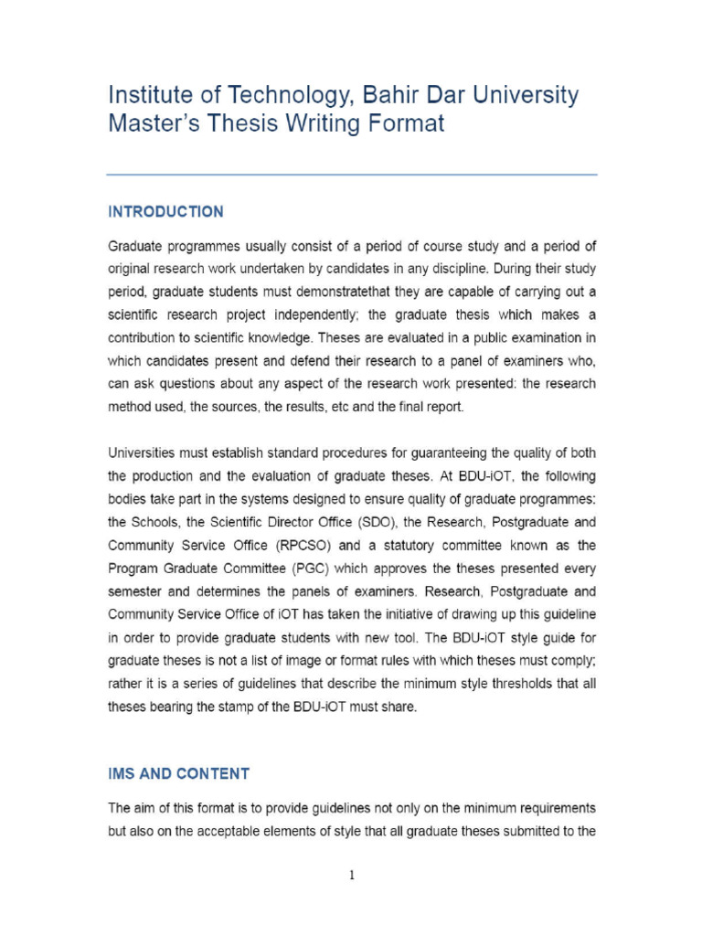 Institute of Technology, Bahir Dar Univ... Sis Writing Format | PDF