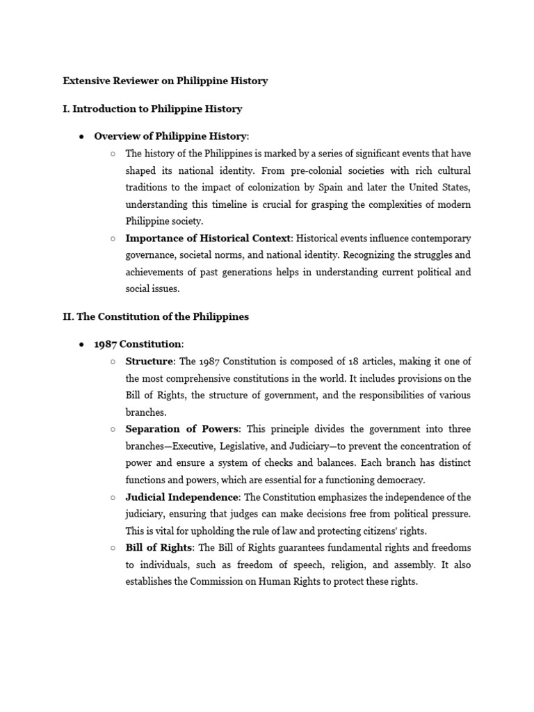 The Philippine Constitution Reviewer | PDF | Separation Of Powers ...