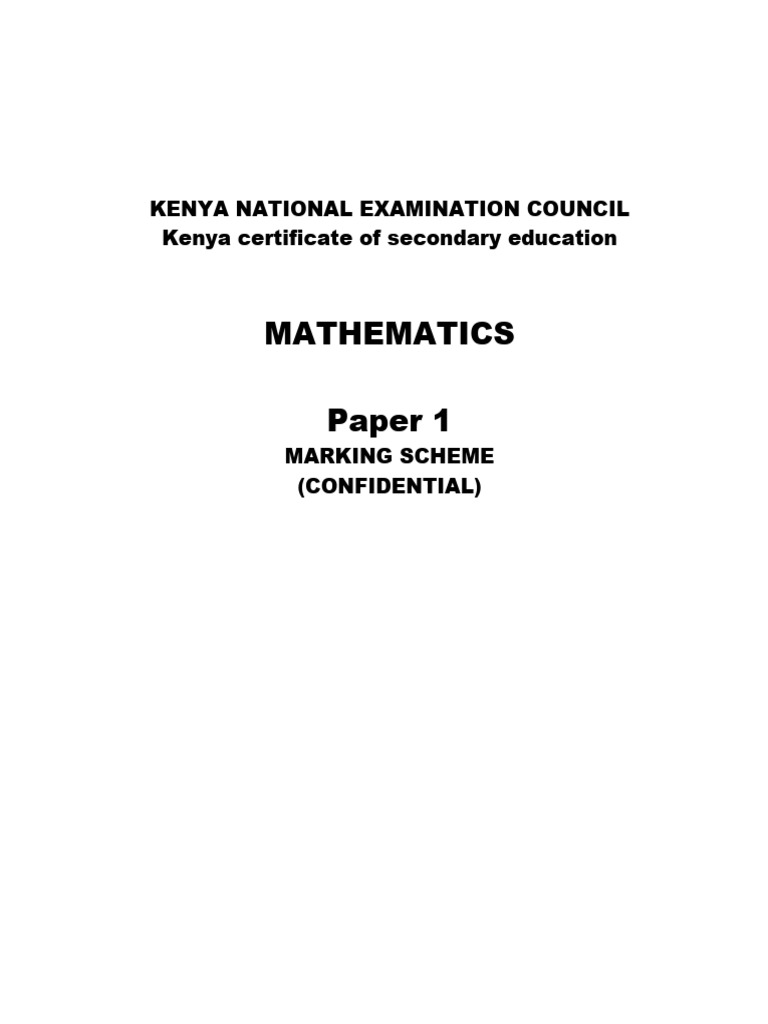 KCSE 2014 Mathematics Marking Schemes Paper 1 and Paper 2 | PDF ...