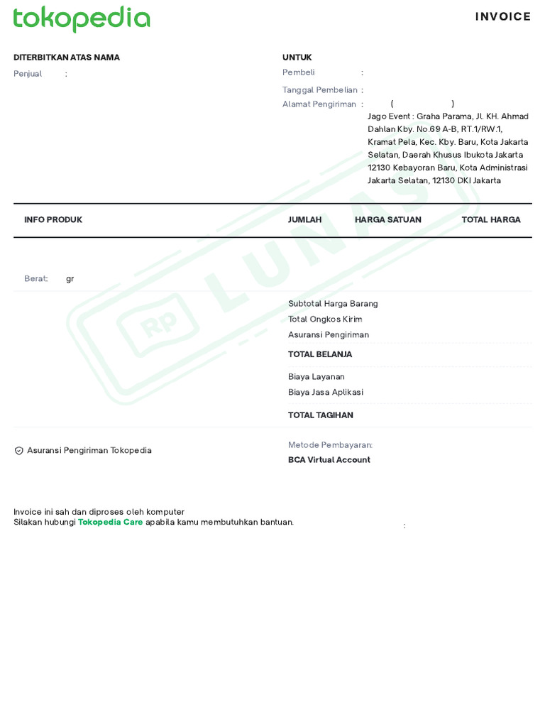 Invoice Tokped Papercup | PDF