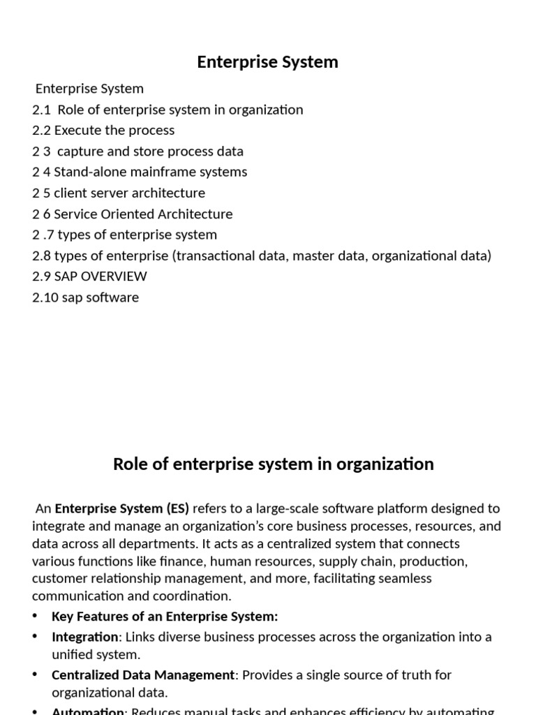 Unit Two Enterprise System | PDF | Client–Server Model | Mainframe Computer