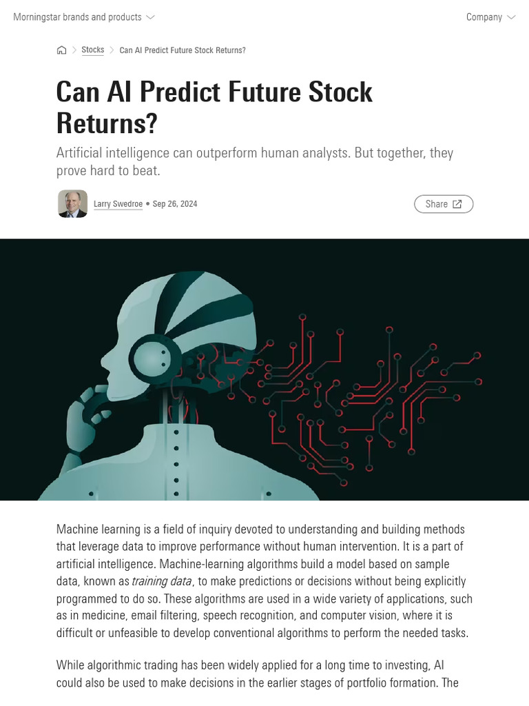 Can AI Predict Future Stock Returns - Morningstar | PDF | Artificial ...