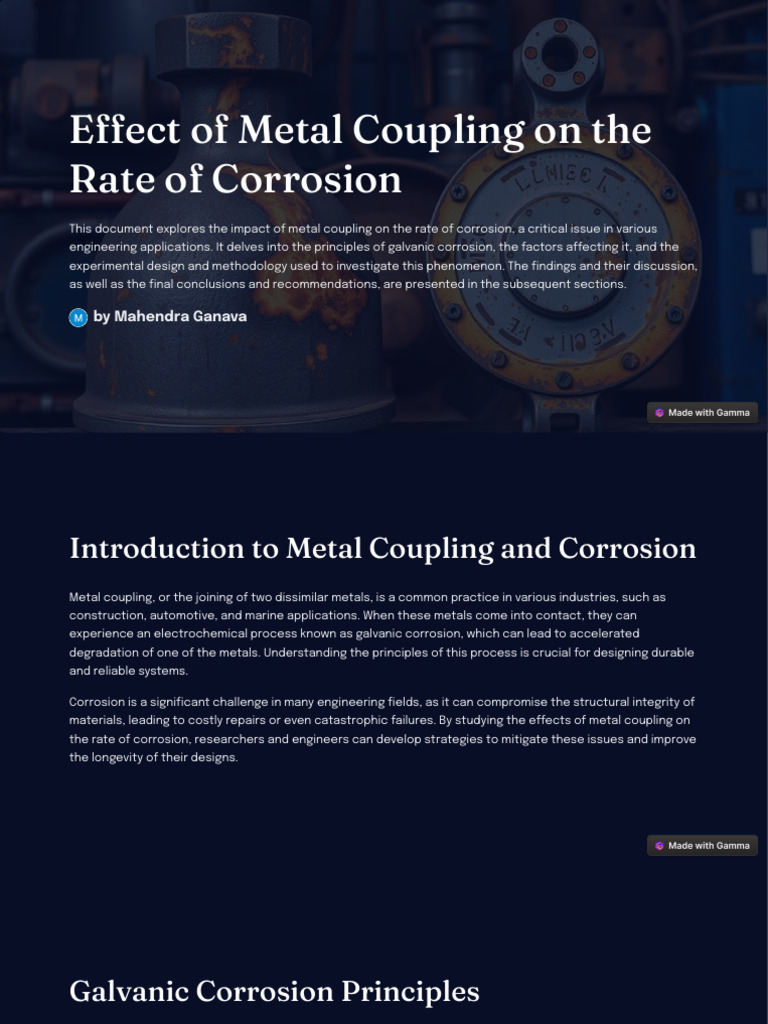 Impact of Metal Coupling on Corrosion | PDF | Corrosion | Anode