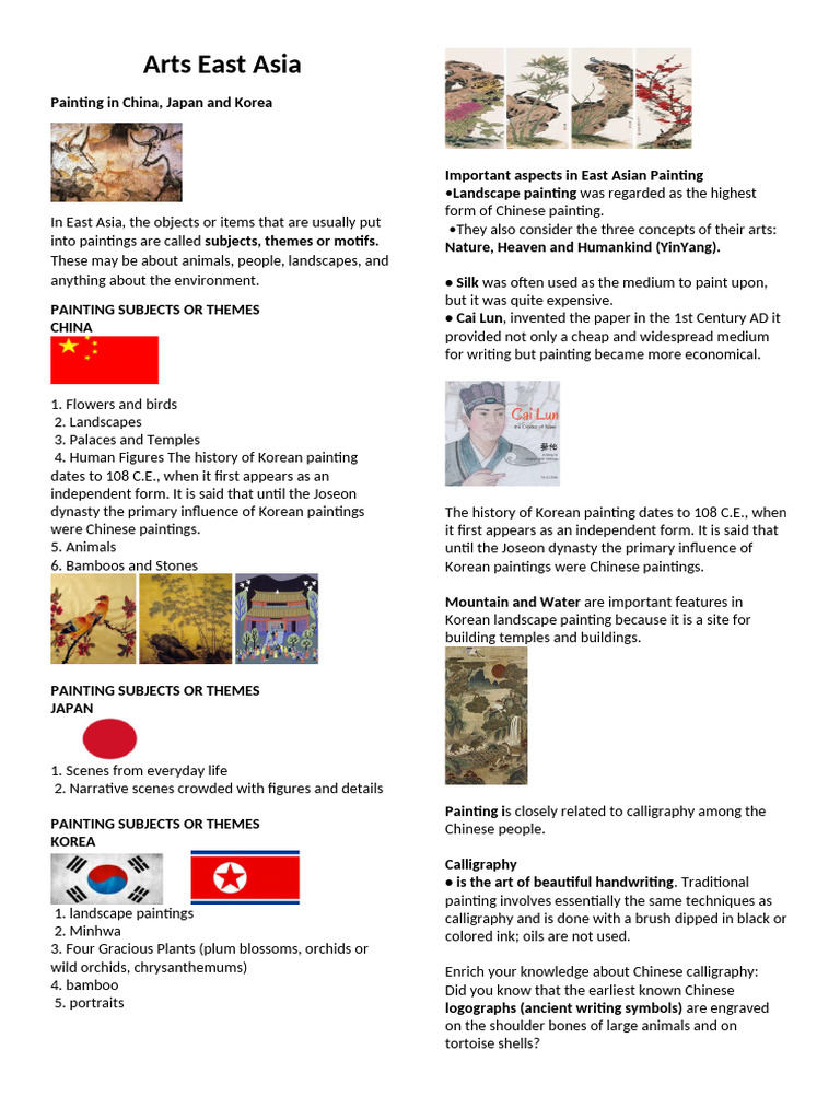 Quarter 2 Arts East Asia Outline | PDF | Origami | Paintings