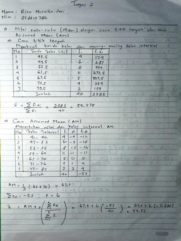 TUGAS 2 Satistika Pendidikan - RISA NURVITA SARI | PDF