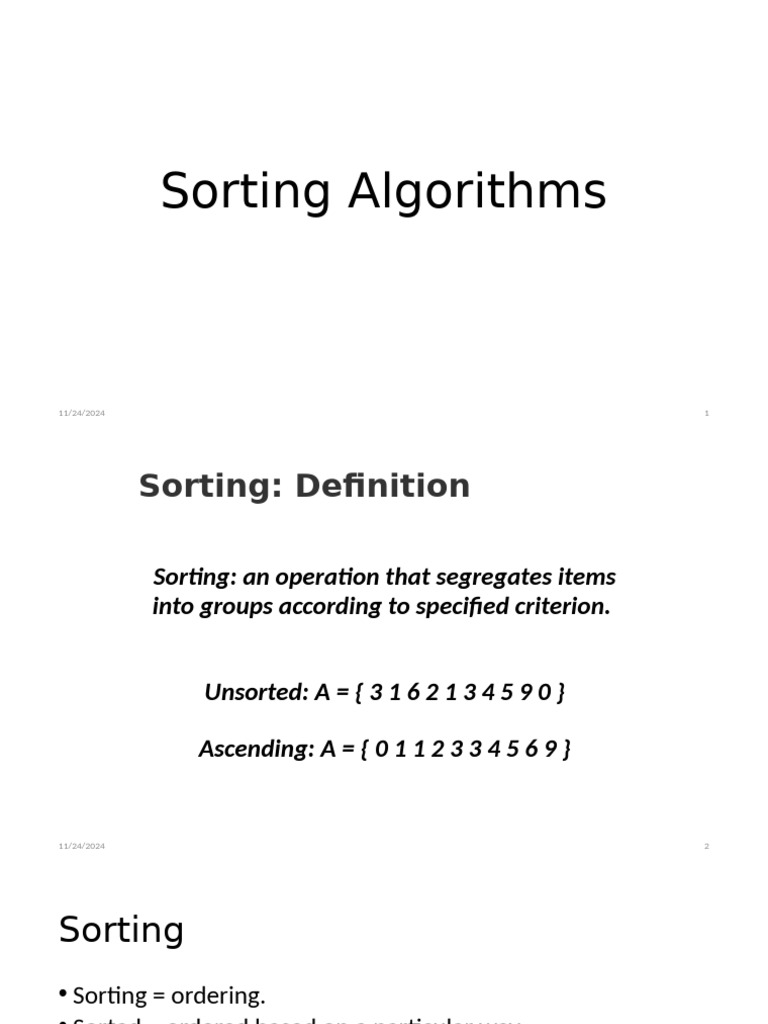 Lecture9 Sorting Algorithms Pdf Time Complexity Theoretical Computer Science