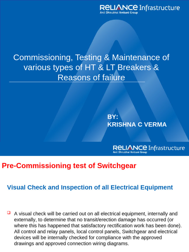 CBIP Commissionng, Testing & Maintenance of HT, LT Breaker & Reasons of ...