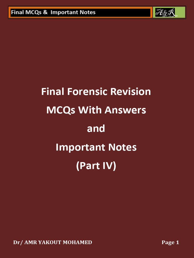 Final MCQs On Toxo and Forensic | PDF | Burn | Lung