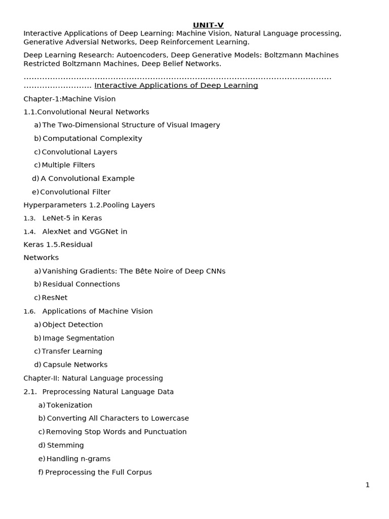 Jntuk r20 Unit-V Deep Learning Techniques (WWW - Jntumaterials.co - In) | PDF | Computer Vision ...
