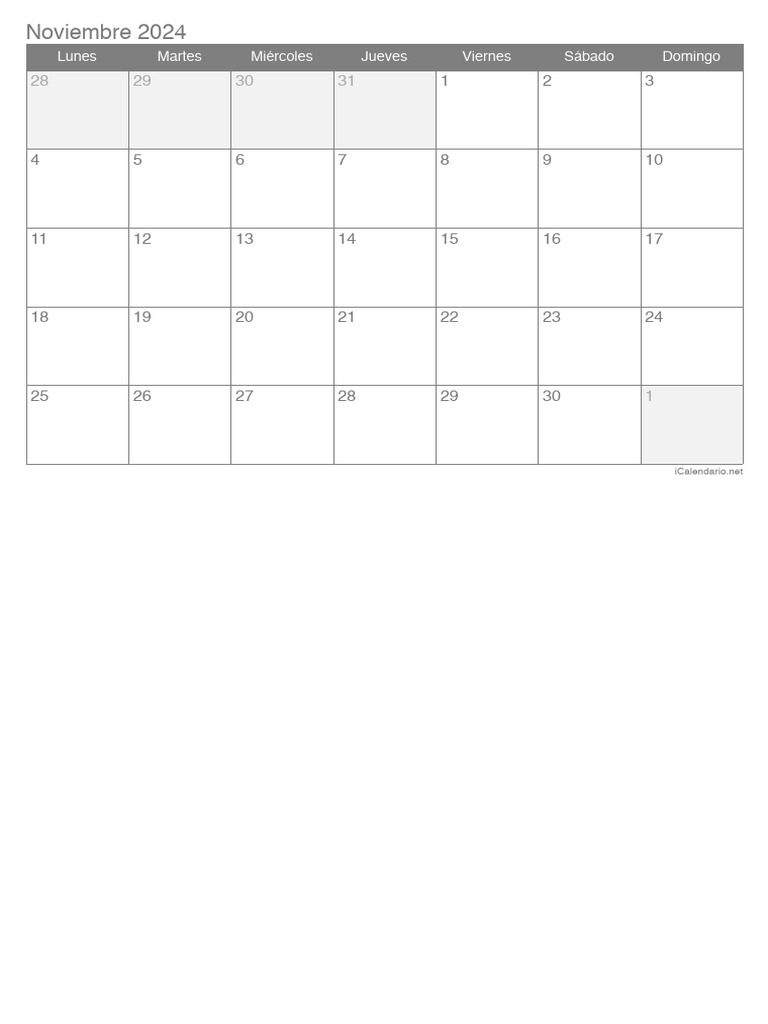 Calendario Noviembre 2024 2663 | PDF
