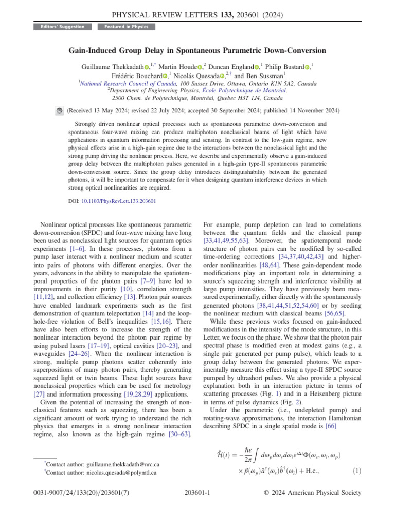 Gain Induced Group Delay In Spontaneous Parametric Down Conversion