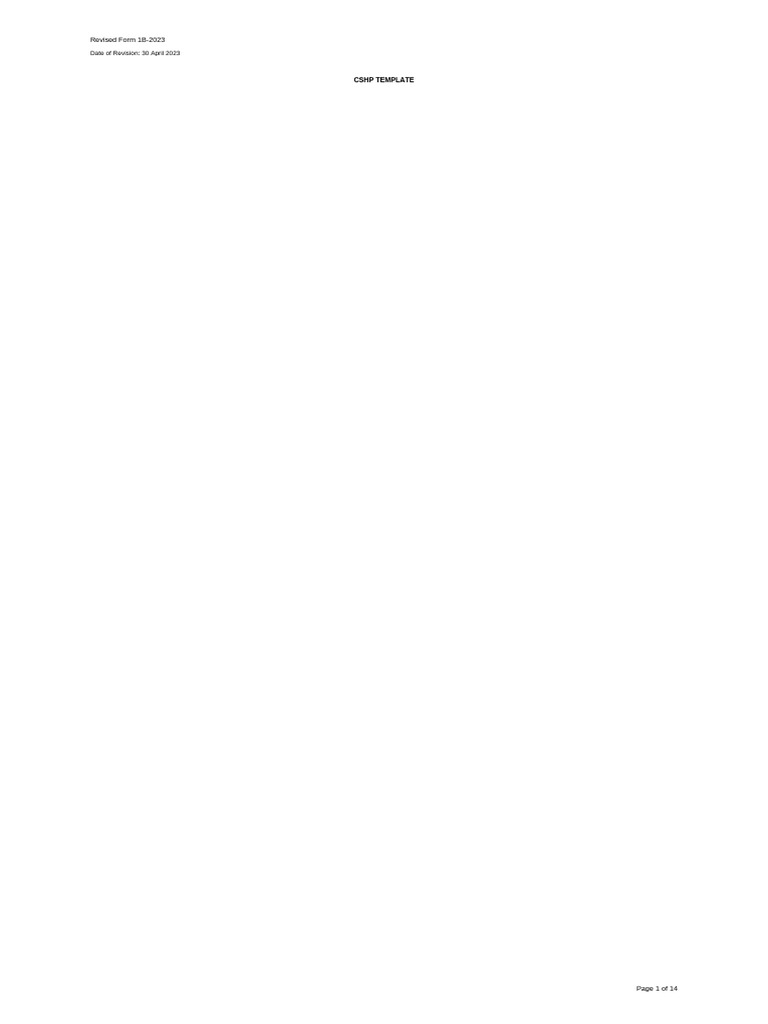 Form1B Updated CSHP Template 2 | PDF | Occupational Safety And Health | Personal Protective ...