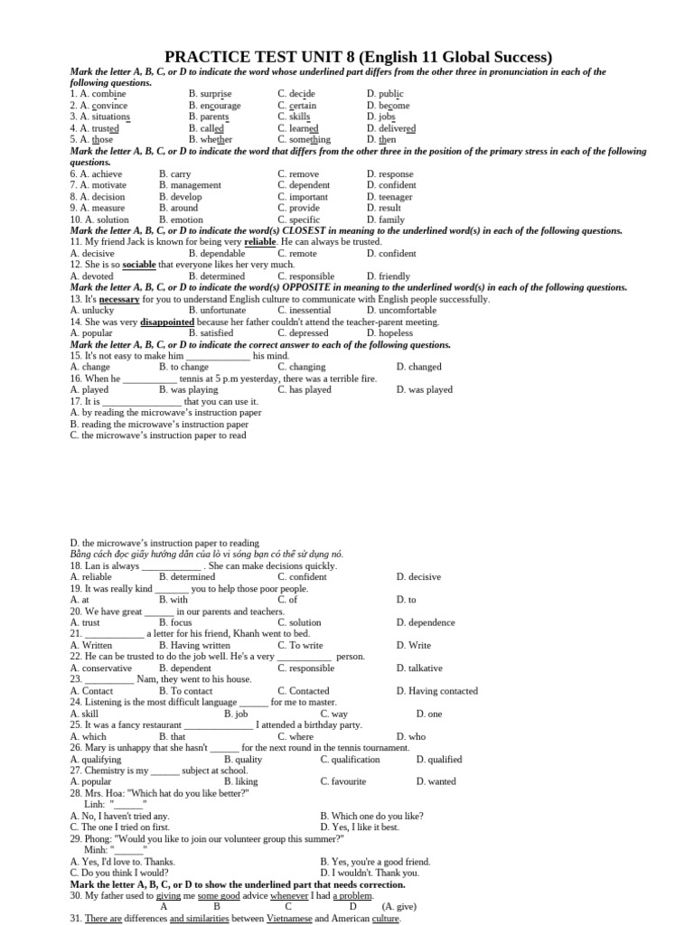 PRACTICE TEST UNIT 8 | PDF | Social Media | Popular Culture & Media Studies