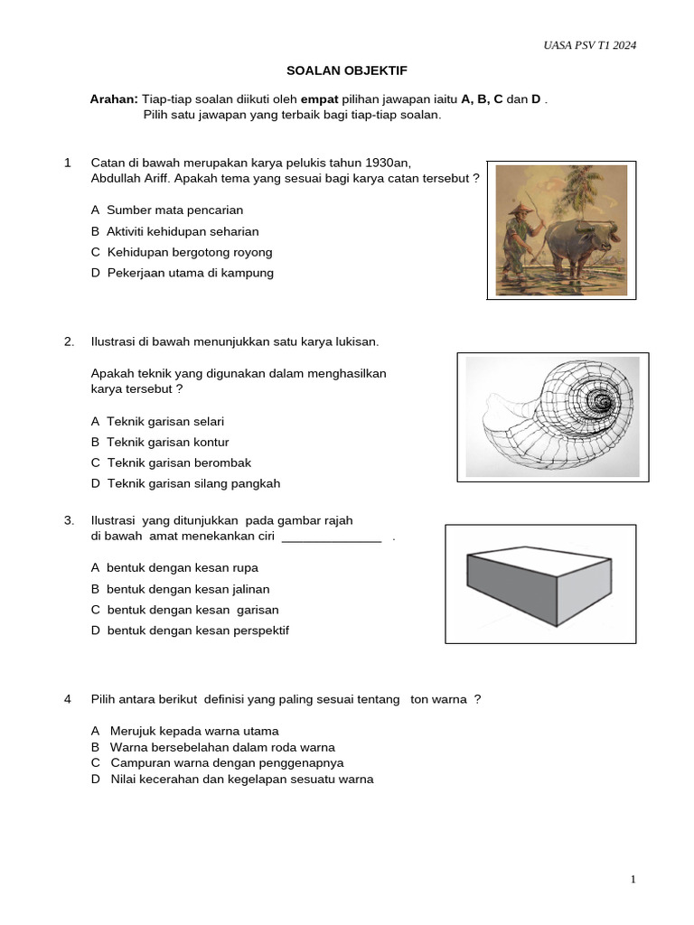Soalan UASA PSV Tingkatan 1 2024 | PDF