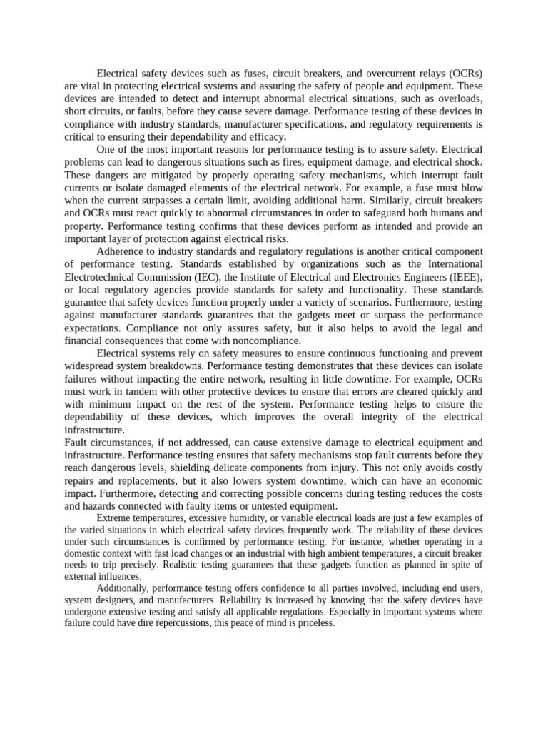 Electrical Safety Device Testing | PDF | Safety | Reliability Engineering