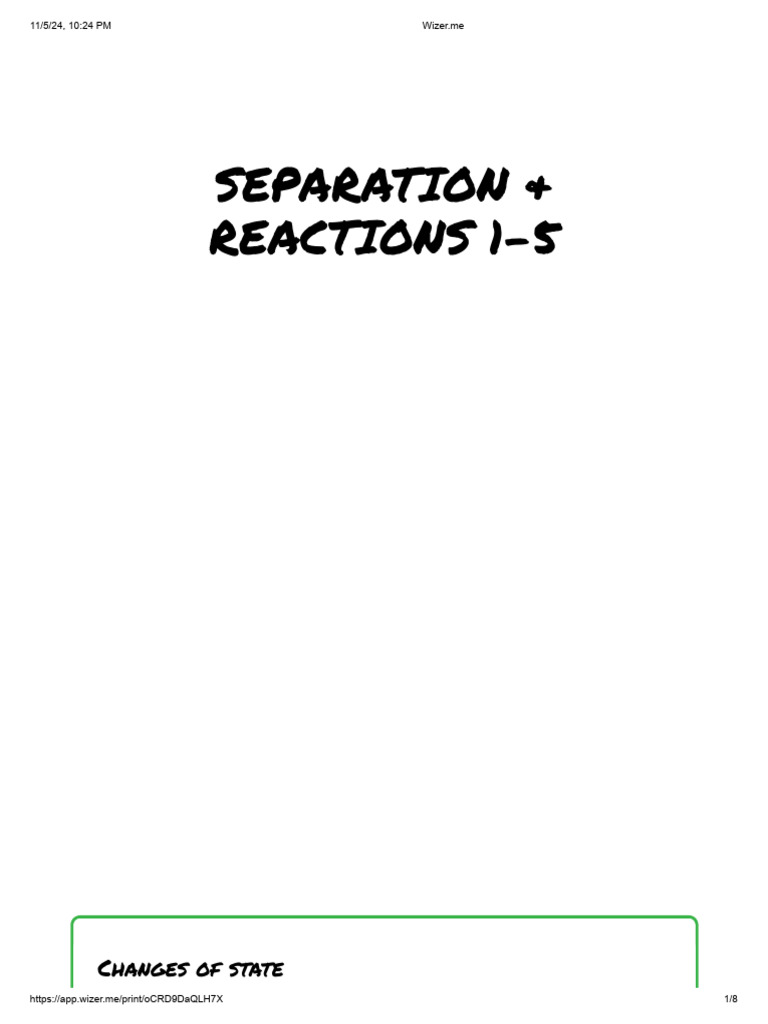Separation and Reactions | PDF | Solubility | Liquids