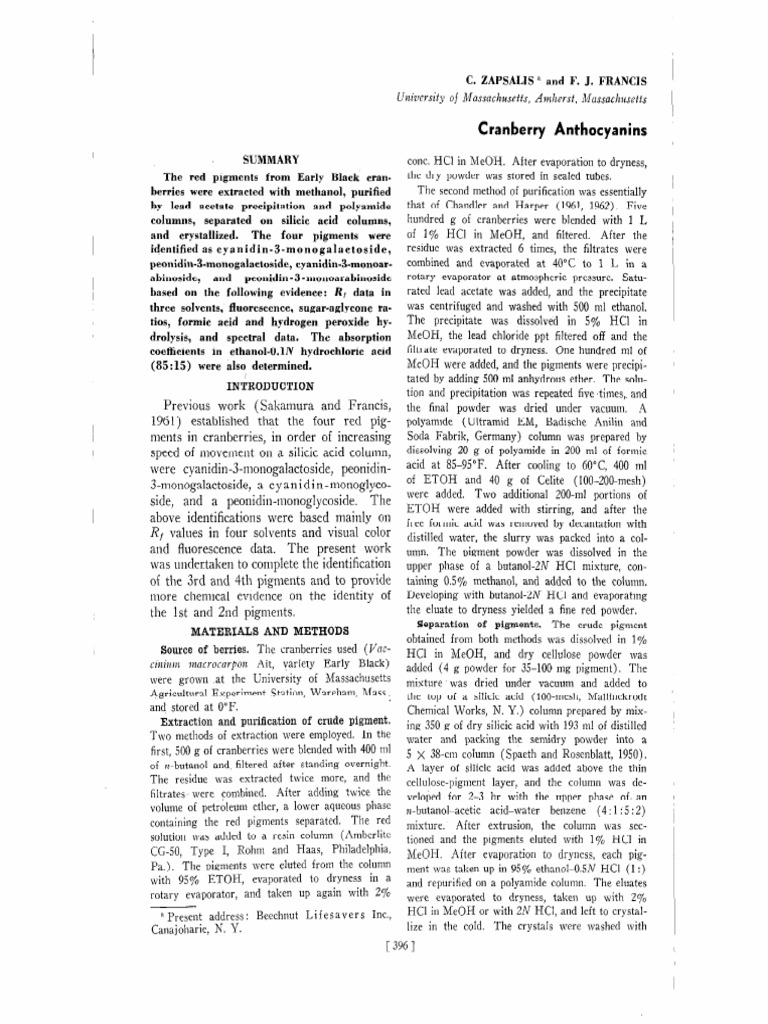 Cranberry Pigment Analysis | PDF | Ethanol | Precipitation (Chemistry)