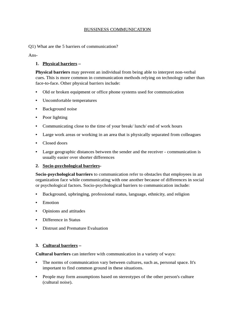 Buss. Communication - Assignment - 1 | PDF | Communication | Nonverbal Communication