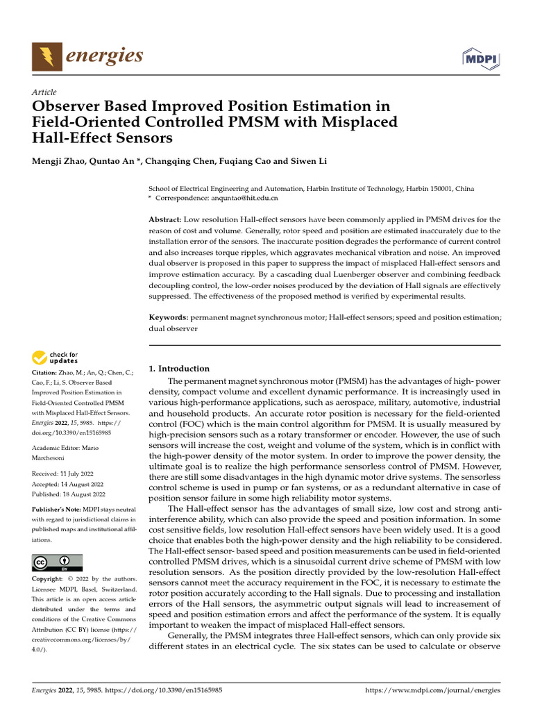 energies-15-05985-v2 | PDF | Electric Motor | Sensor