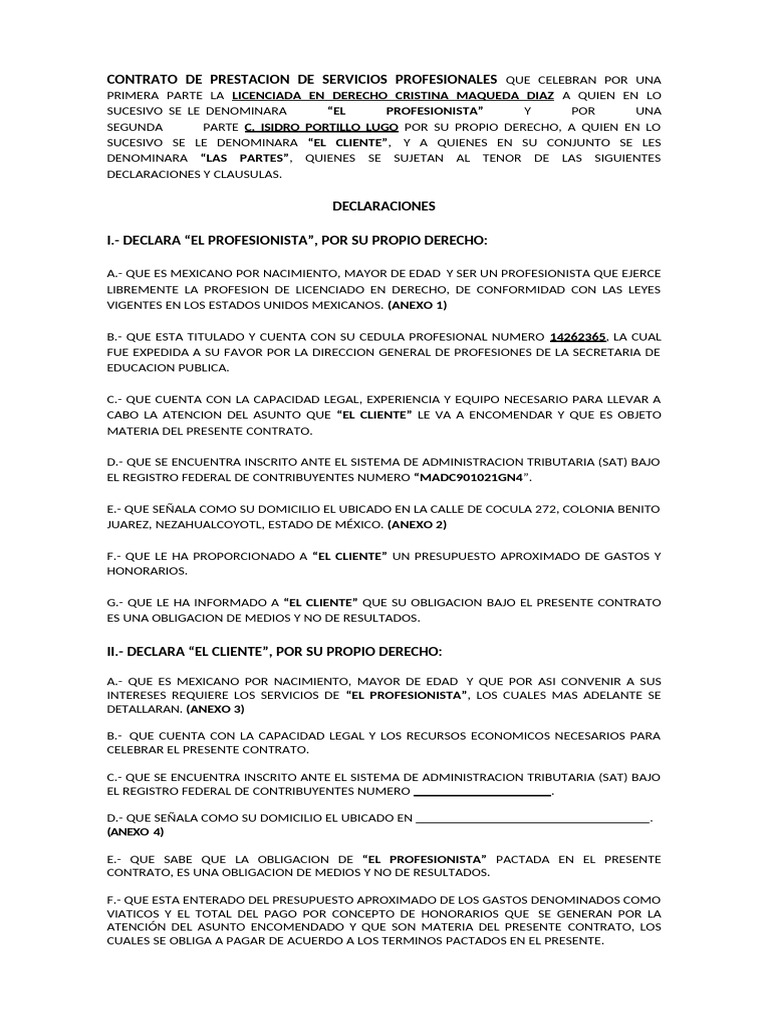 Contrato JLV | PDF | México | Abogado