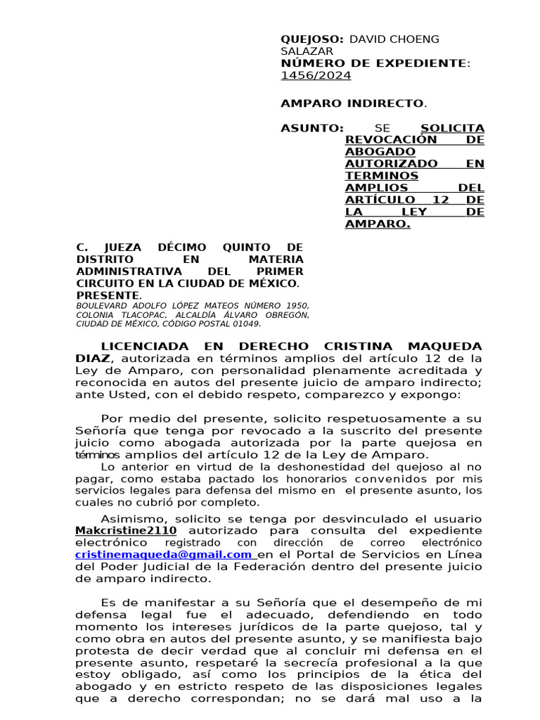 1456 Revocacion de Abogado Autorizado Con Firma Digital | PDF | Abogado ...