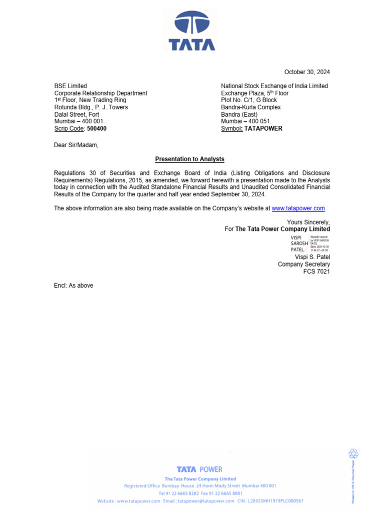 Tata Power Qtrly Report | PDF | Corporate Social Responsibility