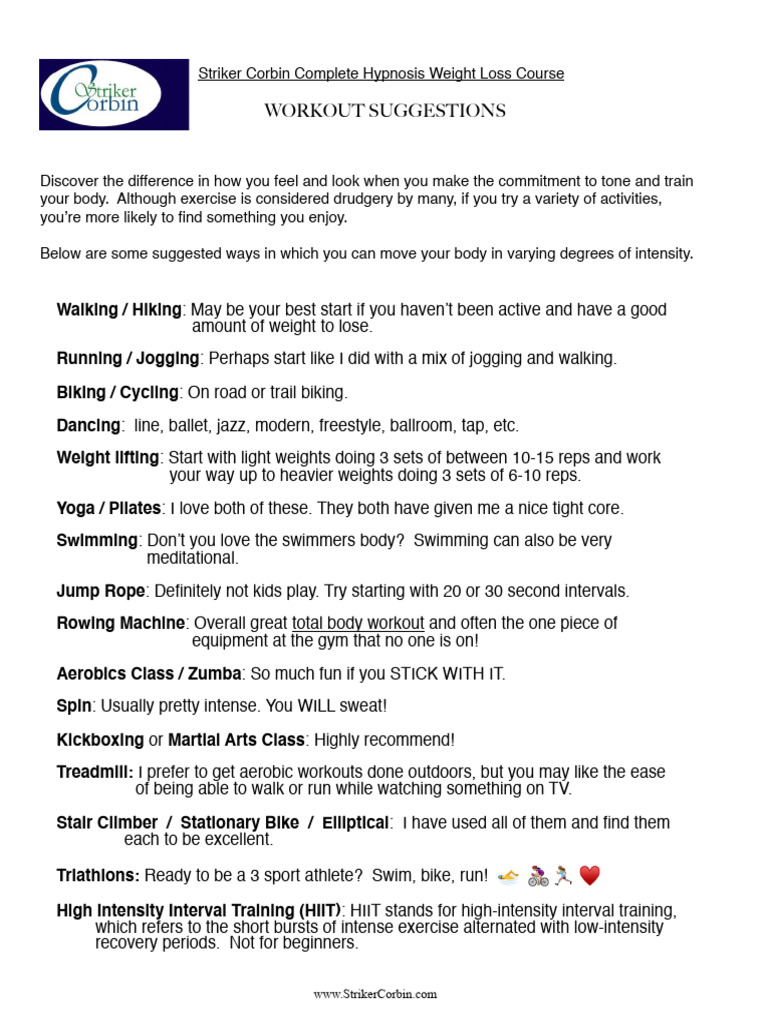 030 Striker-Corbin-Workout-Suggestions | PDF | Lifestyle