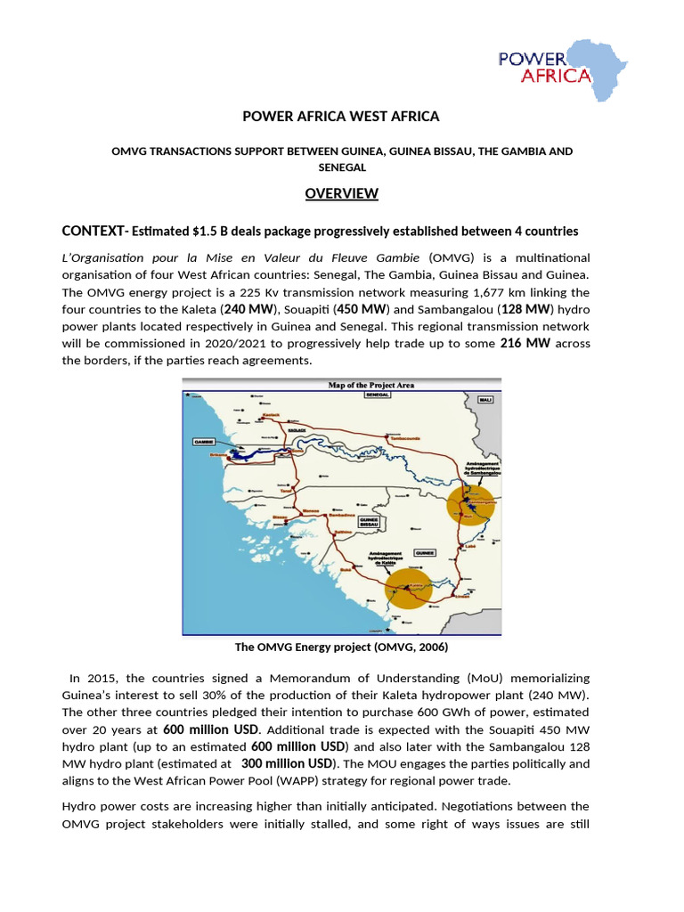 OMVG Transactions Fact Sheet April2019 | PDF | Electric Power | Power ...
