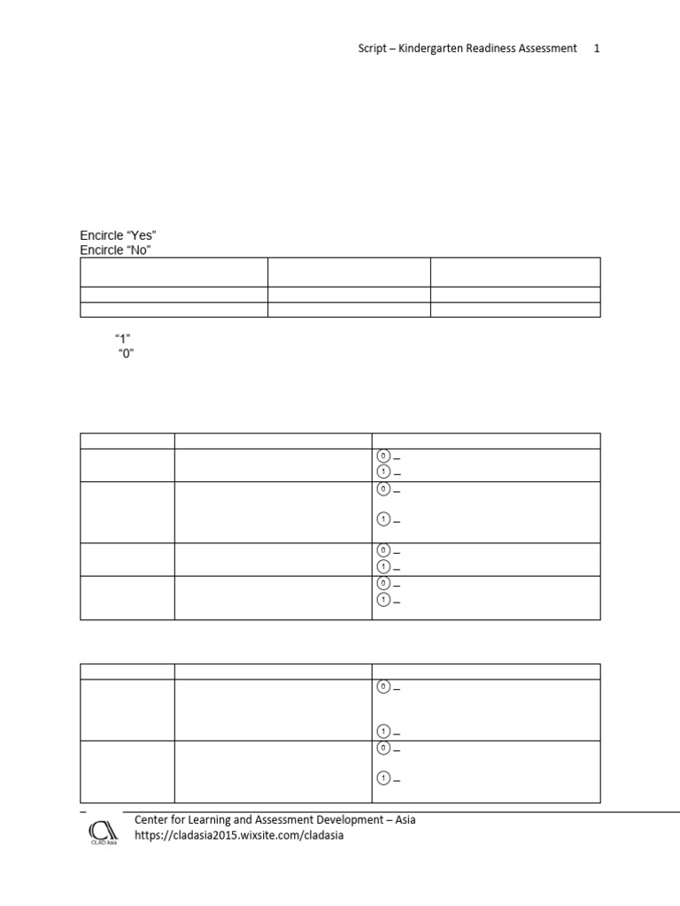 Kindergarten Readiness Script | PDF | Letter Case