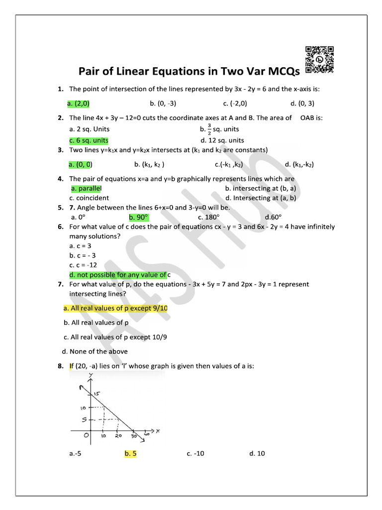 Linear Equation in Two Variable Assignment | PDF Linear Equation in Two Variable Assignment | PDF