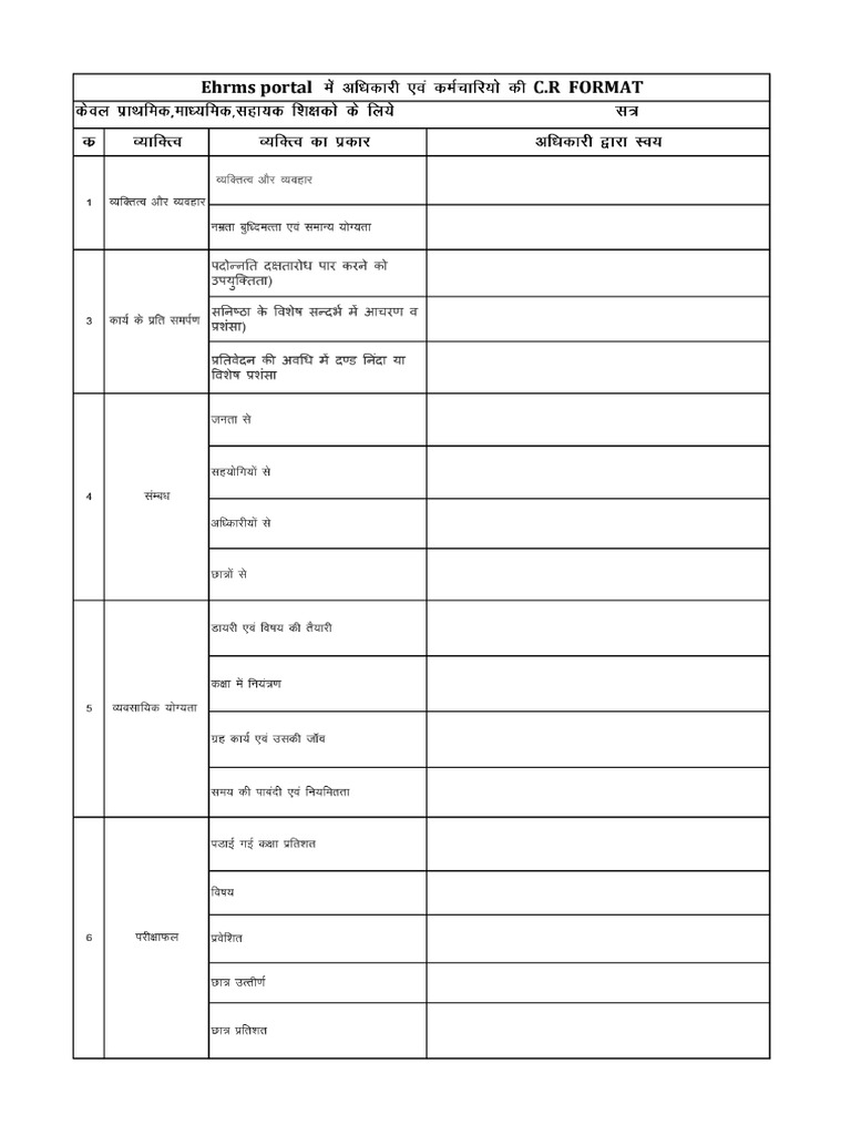 Ehrms Acr Format PS MS Sahayak Shikshk | PDF
