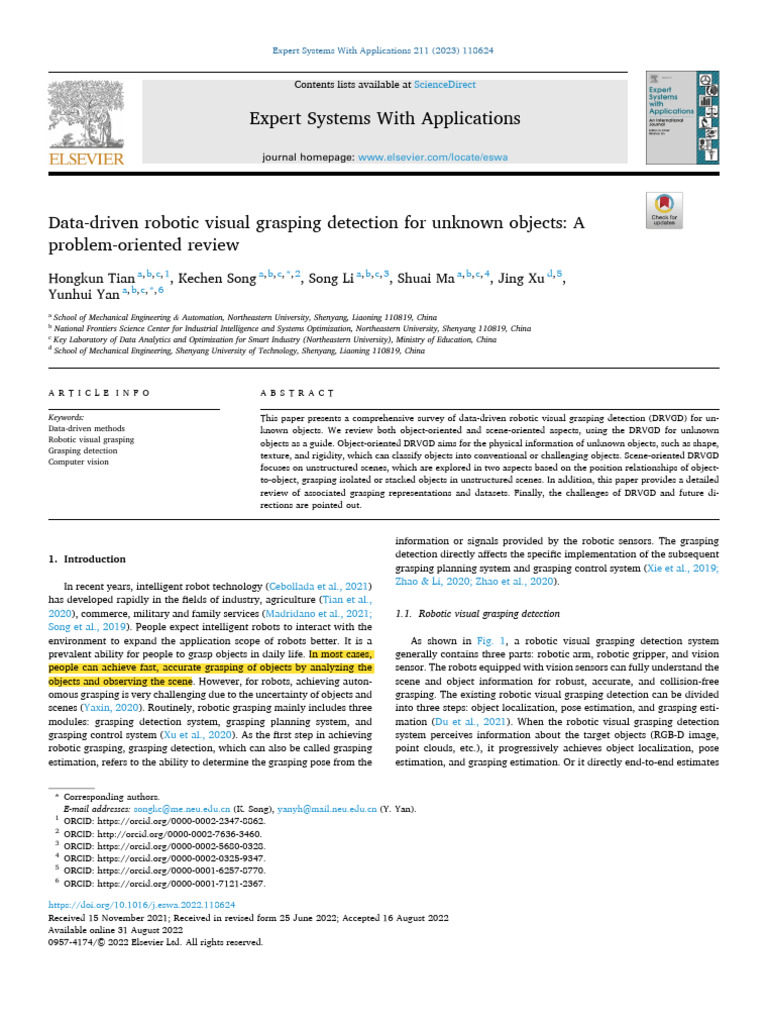 Data Driven Robotic Visual Grasping Detection For Unknown Objects A Problem Oriented Review