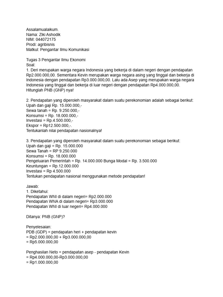Tugas 3 Pengatar Ilmu Ekonomi (Ziki) | PDF | Perjalanan